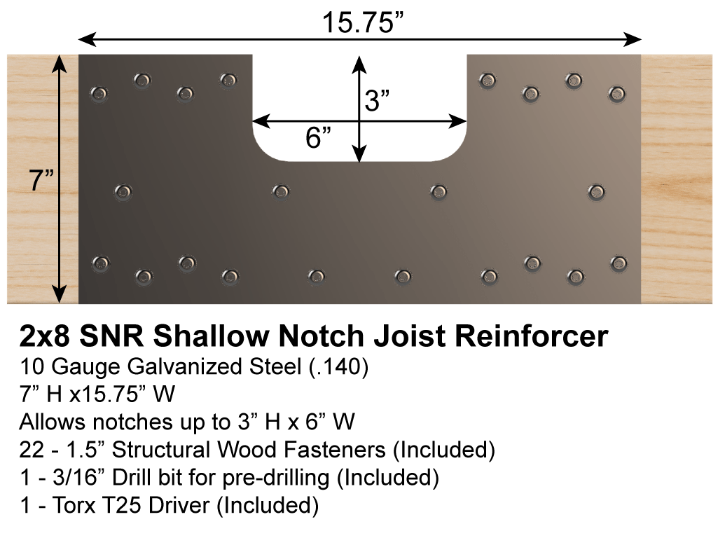 2x8 SNR Shallow Notch Floor Joist Repair Kit – JoistRepair.com